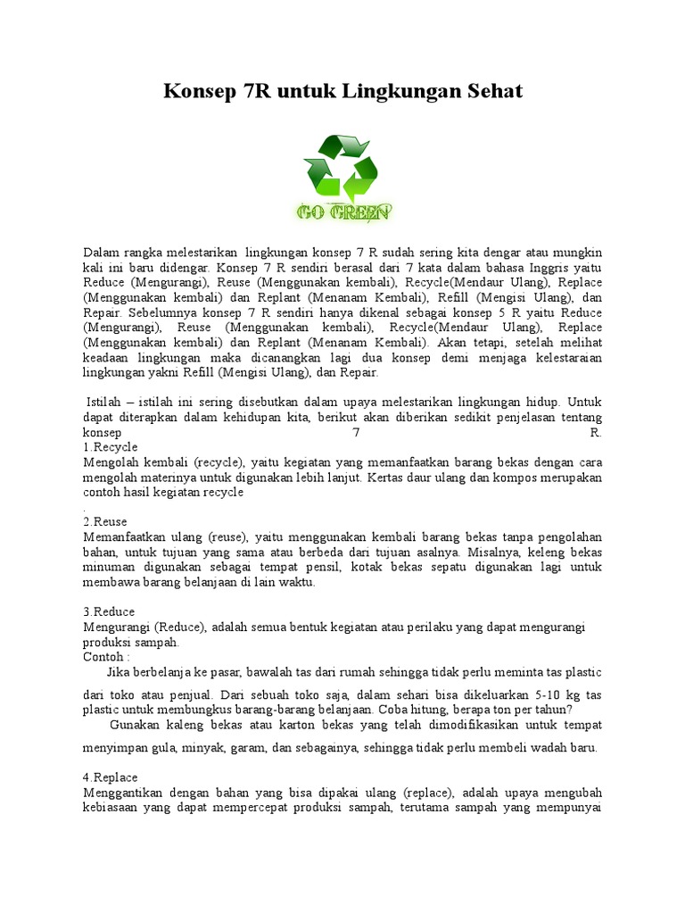 Konsep 7R Untuk Lingkungan Sehat | PDF | Griya & Taman