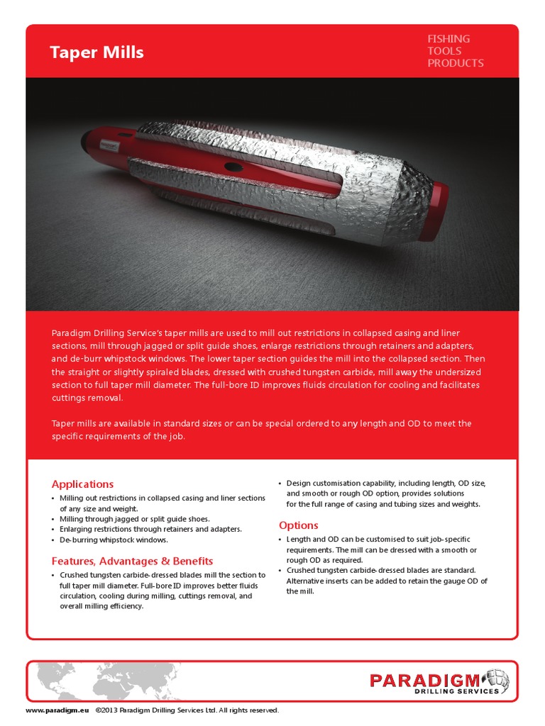 Taper Mills: Fishing Tools Products | PDF | Casing (Borehole) | Drilling