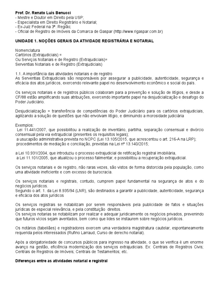 Apostila Direito Registral e Notarial | PDF | Lei Estatutária | Lei das ...