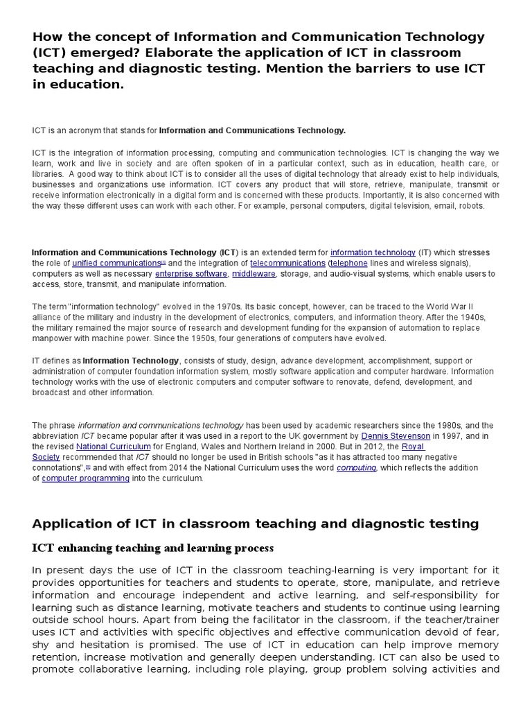 Assignment ICT | PDF | Information And Communications Technology ...