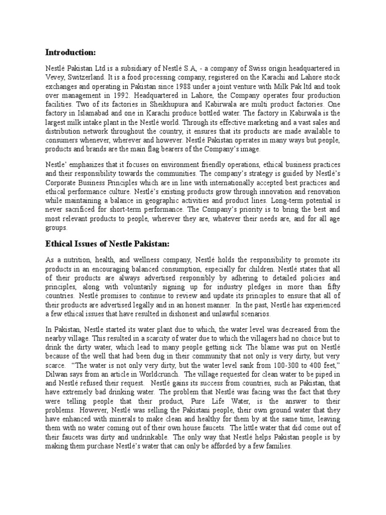 Ethics and CSR | PDF | Nestlé | Corporate Social Responsibility