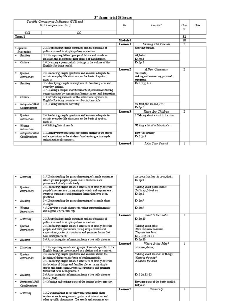 Third Form Plan Overview | PDF | Reading Comprehension | Reading (Process)