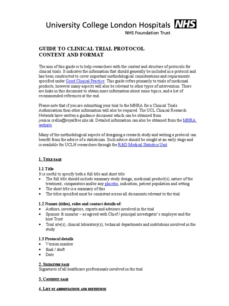 Guide to Clinical Trial Protocol Content and Format | Clinical Trial ...