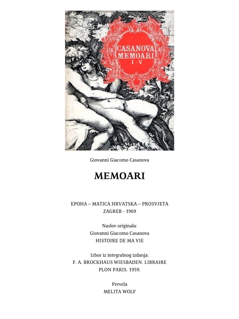 Giovanni Giacomo Casanova - Memoari PDF | PDF