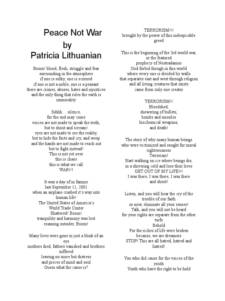 Peace Not War | PDF | Religion And Belief