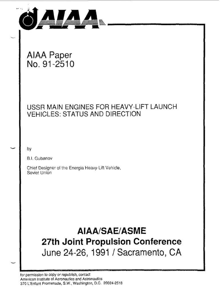 Aiaa 1991 2510 | PDF | Rocket Propellant | Rocket Engine