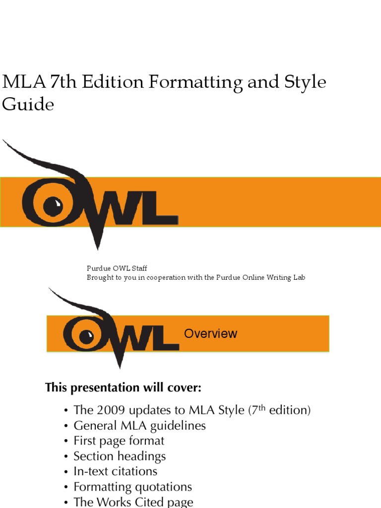 MLA 7th Edition Formatting and Style Guide | PDF | Citation | Writing