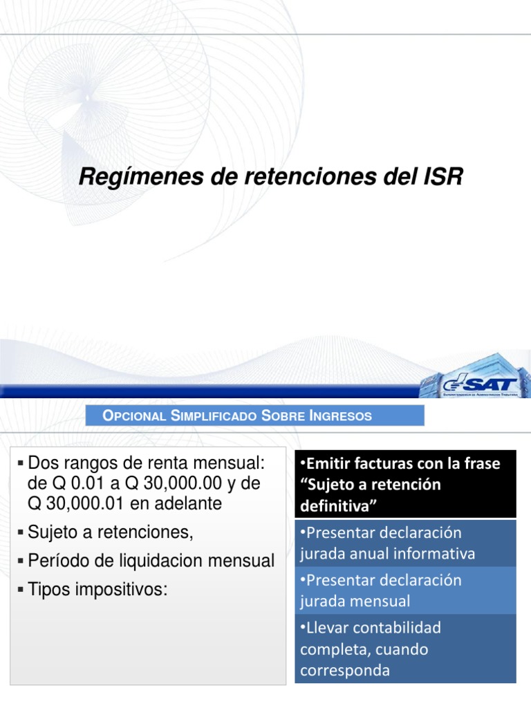 Regímenes de Retención del ISR en Guatemala | PDF | Impuesto sobre la ...