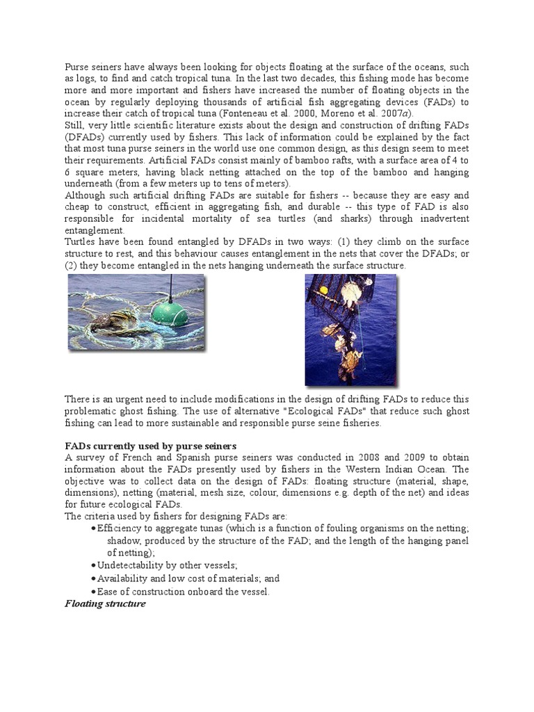 Fads Currently Used by Purse Seiners: Floating Structure | PDF