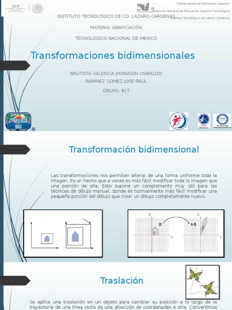 Transformaciones Bidimensionales Ramirez Gomez Bautista Valencia | PDF ...