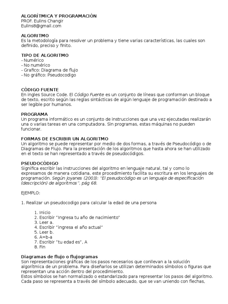 Algoritmica y Programacion | PDF | Algoritmos | Programación de computadoras