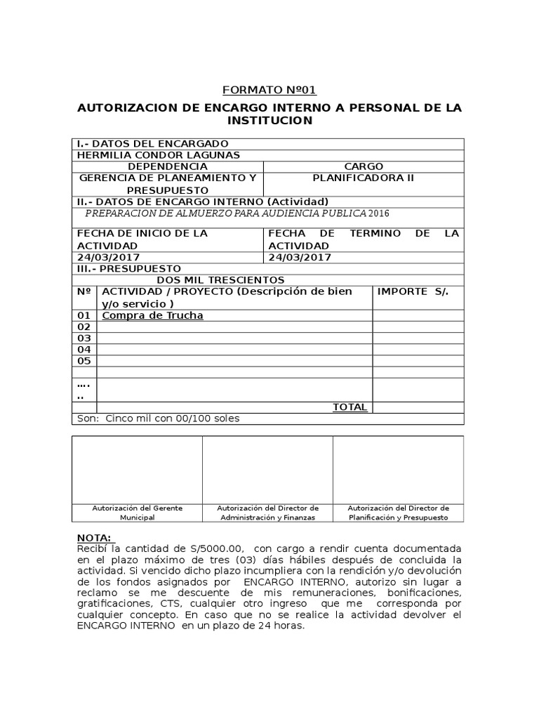 Formato Encargos | PDF | Presupuesto | Gobierno