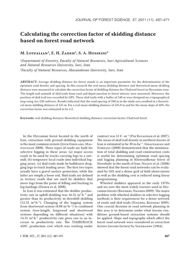 Calculating The Correction Factor of Skidding Distance Based On Forest ...