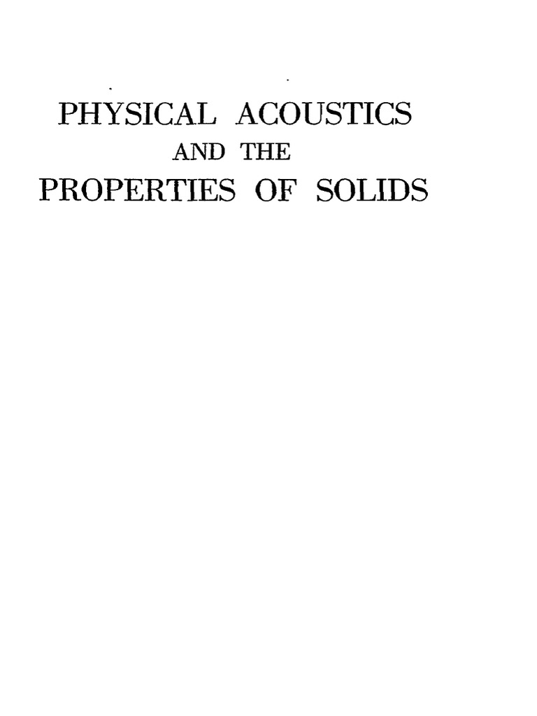 Physical Acoustics and The Properties of Solids | PDF
