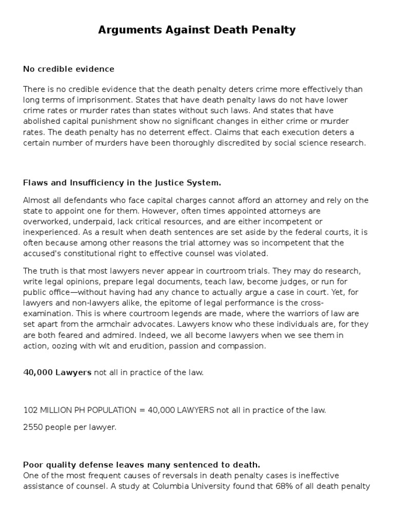 Arguments Against the Death Penalty | PDF | Capital Punishment | Lawyer