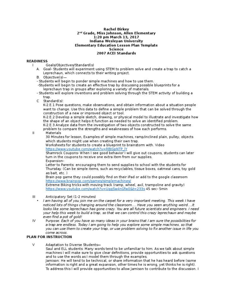 Edu 356 Science Lesson Stem | Descargar gratis PDF | Educational ...