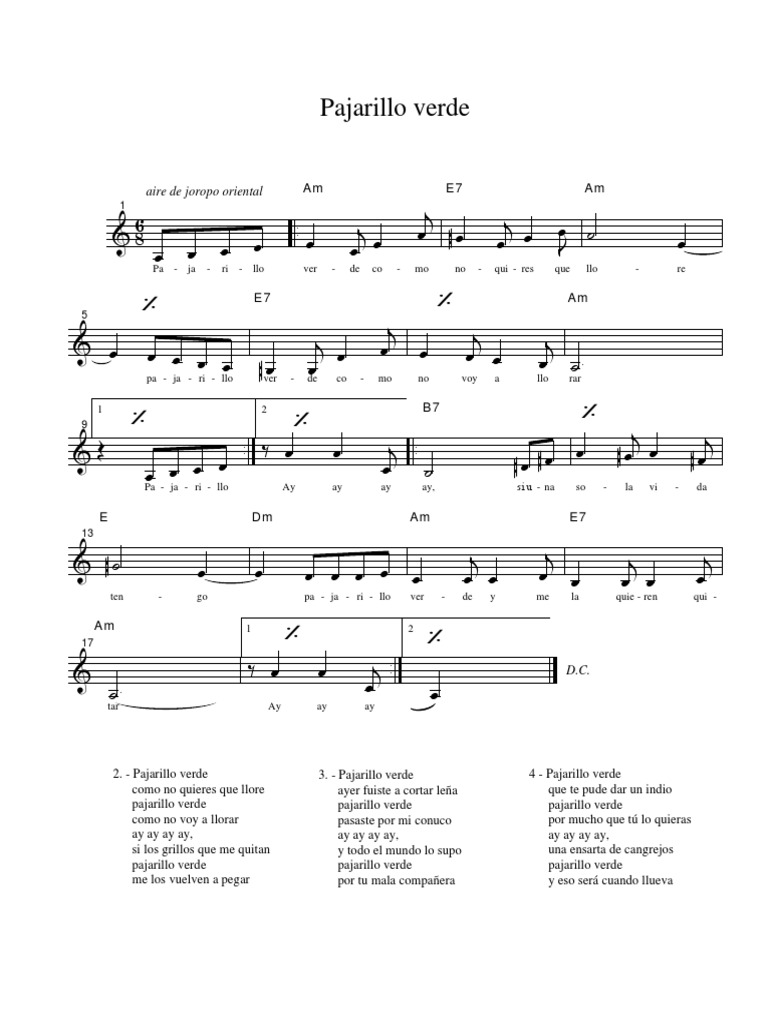 Pajarillo Verde (En Am) | PDF