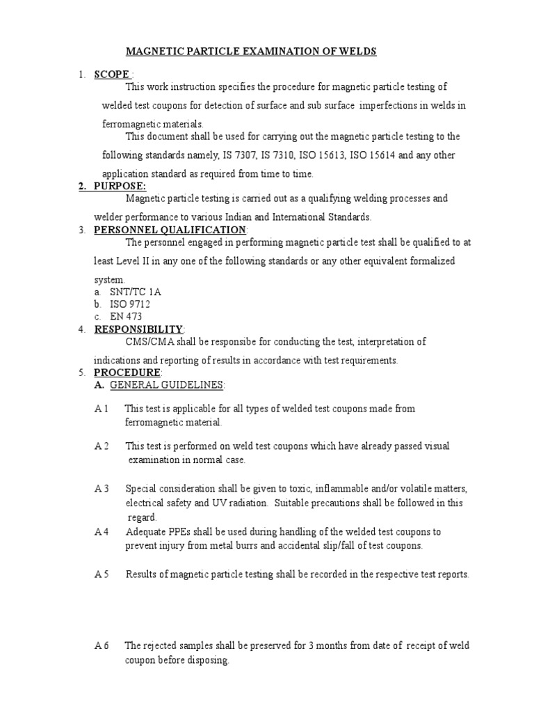 Magnetic Particle Examination of Welds | PDF | Ultraviolet | Welding