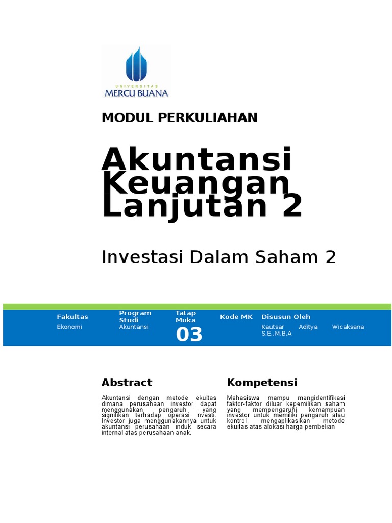 Modul Akuntansi Keuangan Lanjut II (TM3) | PDF