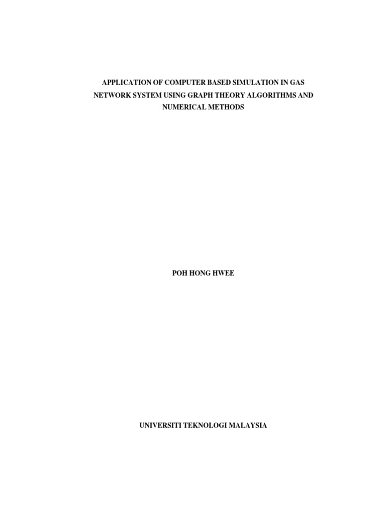 Application Of Computer Based Simulation In Gas Network System Pdf Object Computer Science