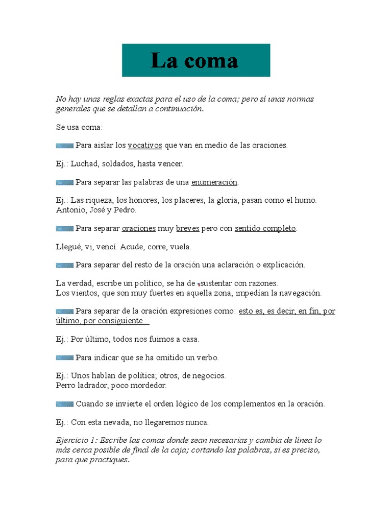 Reglas De La Coma Es Correcta La Coma Después De