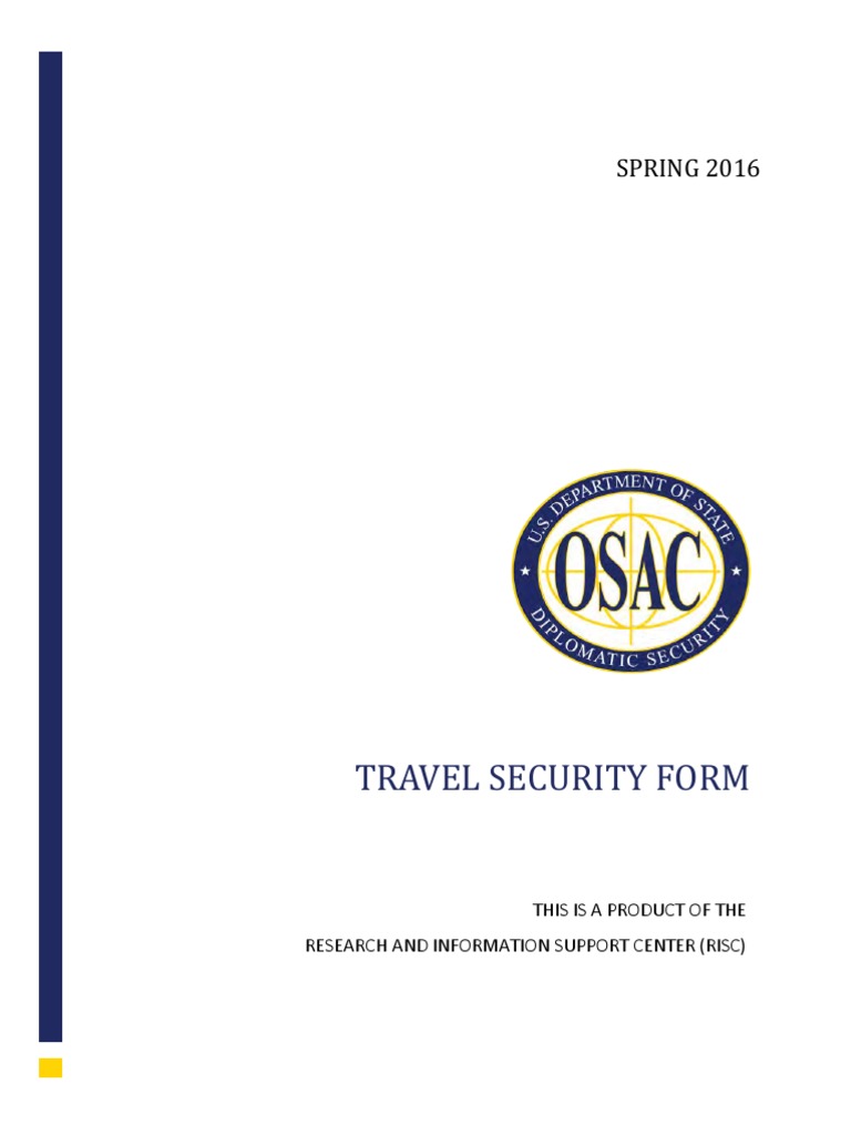OSAC - Travel Security Form | PDF | Consul (Representative) | Password