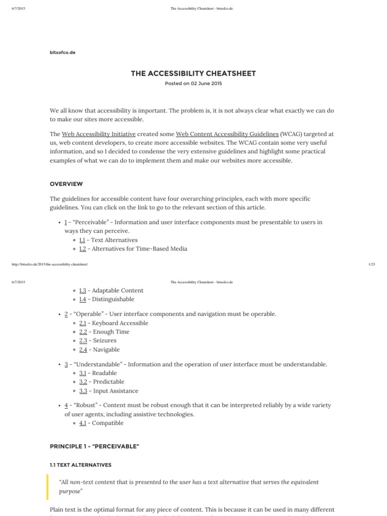 The Accessibility Cheatsheet | PDF | Computer Keyboard | Accessibility