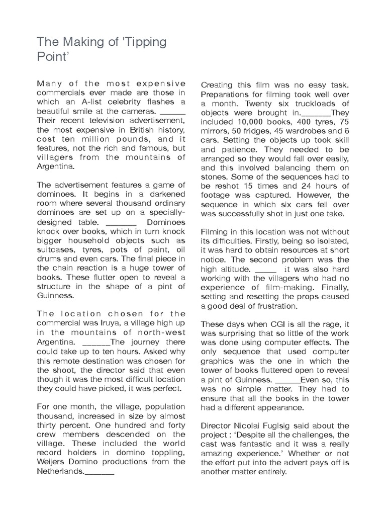 The Making of 'Tipping Point' | PDF