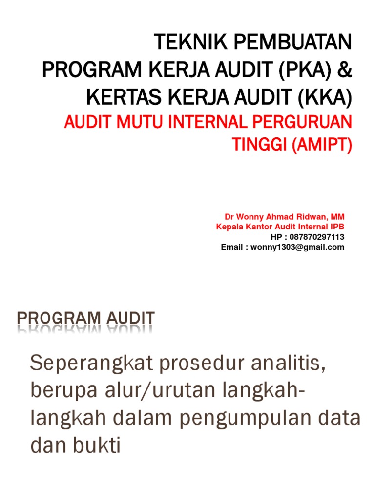 Teknik Pembuatan KKA dan PKA Audit | PDF