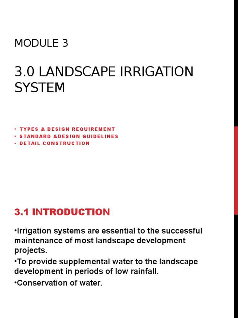 Landscape Irrigation System Guide | PDF | Soil | Irrigation