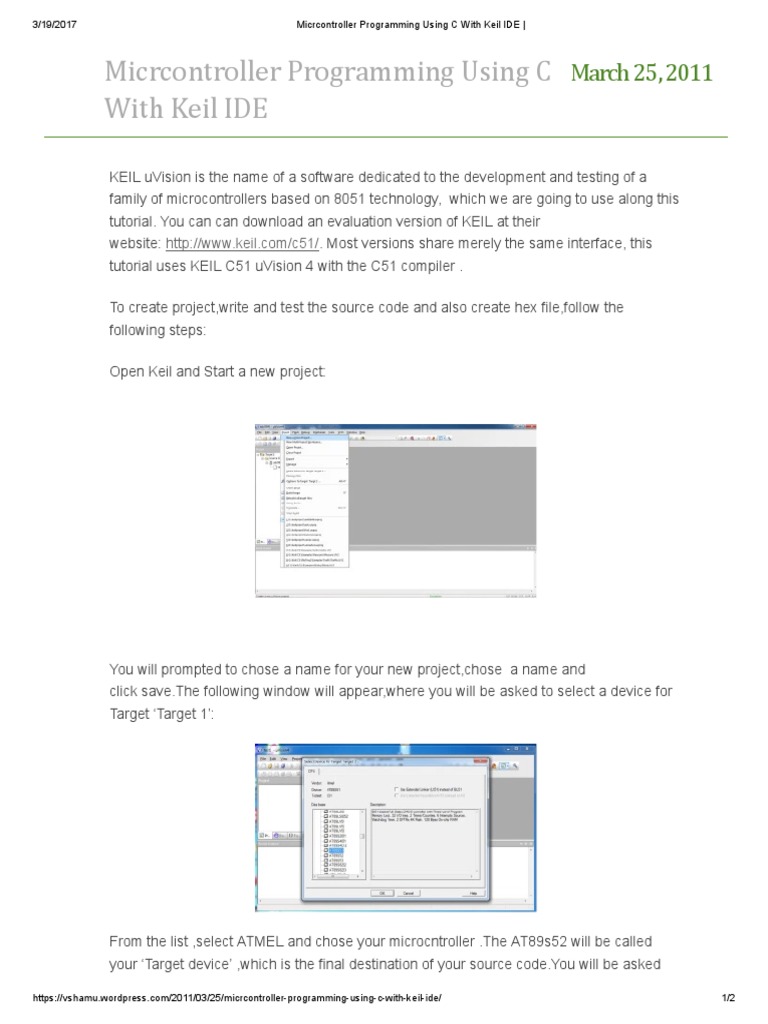 Micrcontroller Programming Using C With Keil IDE | PDF