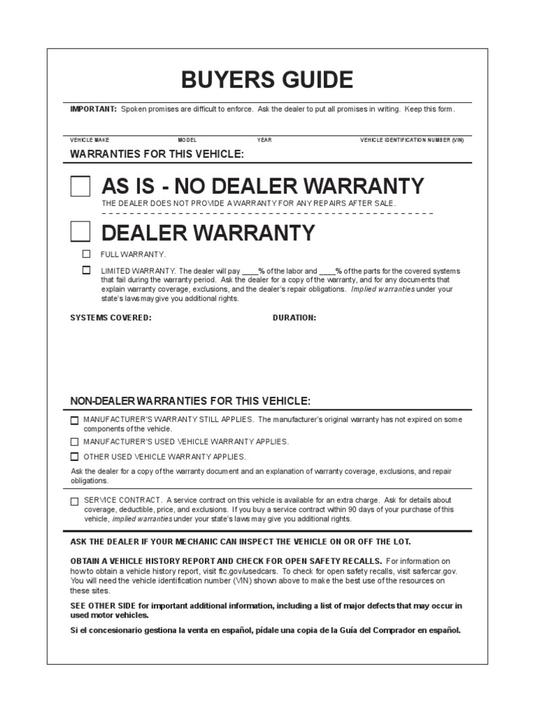 PDF 0083 Buyers Guide | PDF | Implied Warranty | Steering