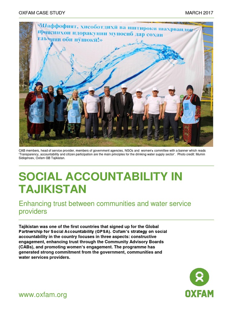 Social Accountability in Tajikistan: Enhancing Trust Between Communities and Water Service ...
