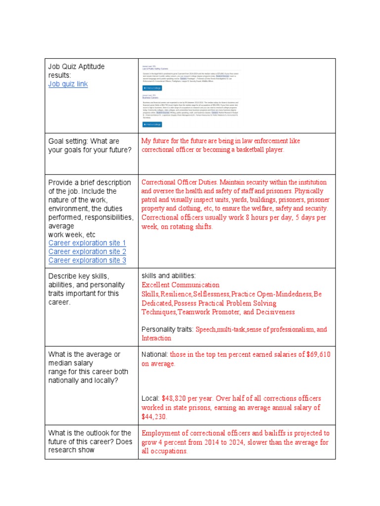 Careerworksheet 23 | PDF | Police Officer | Employment