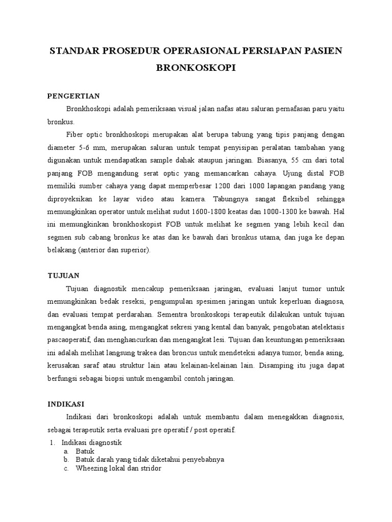 Sop Bronkoskopi Dan Terapi Oksigen | PDF
