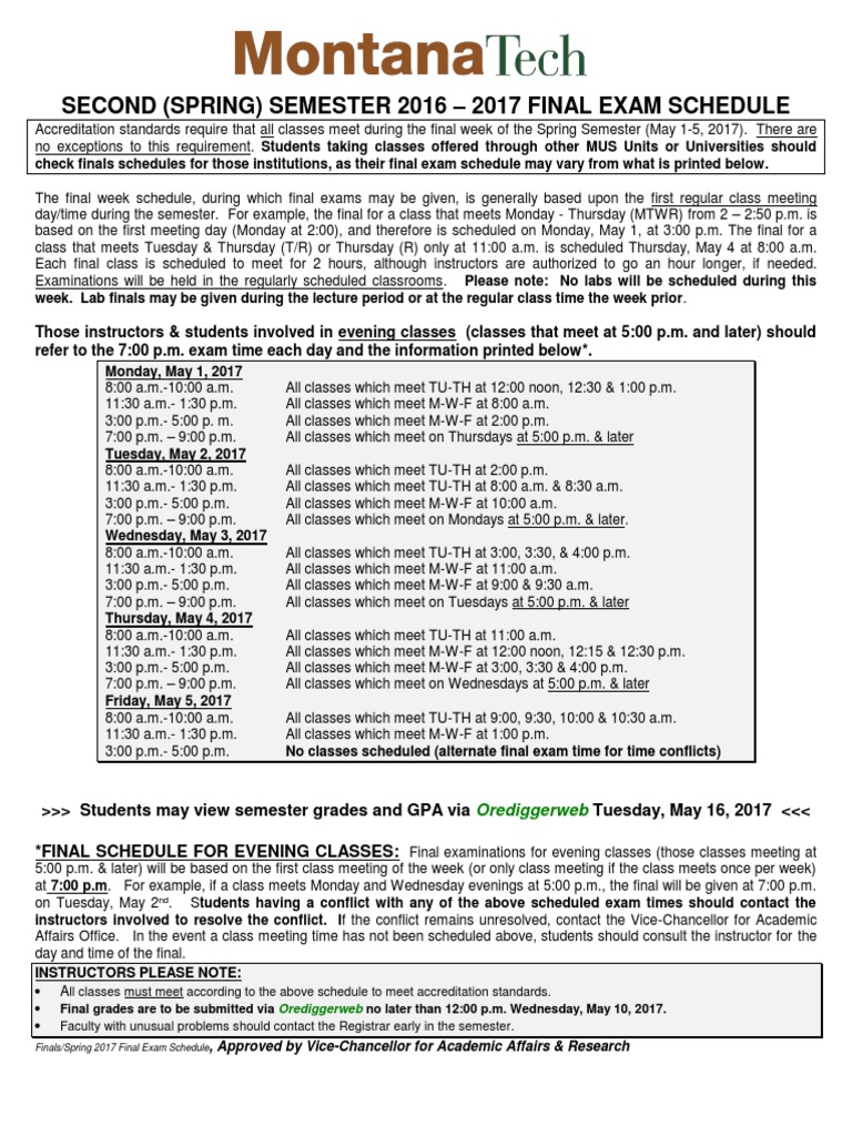 MTech Spring Finals Schedule | PDF | Academic Term | Test (Assessment)