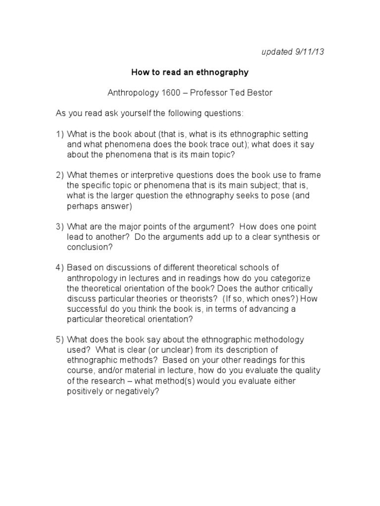 How To Read An Ethnography | PDF