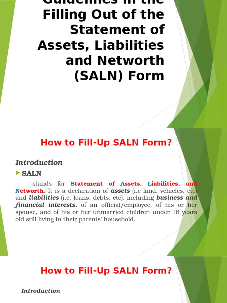 Edited Guidelines in The Filling Out of SALN | PDF | Loans | Business