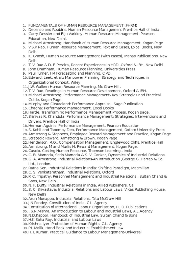 Compiled List of HR Books | PDF | Organizational Behavior | Human ...