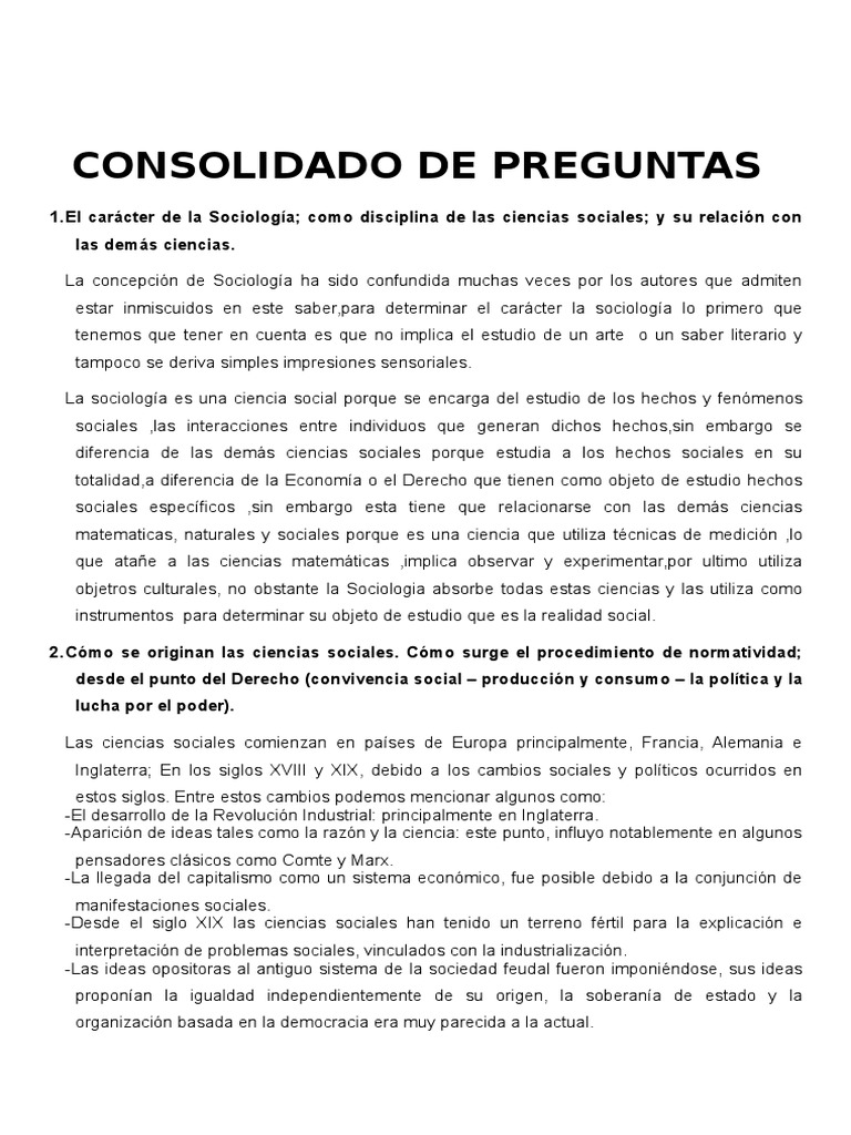 Consolidado de Preguntas | PDF | Sociología | Hermenéutica