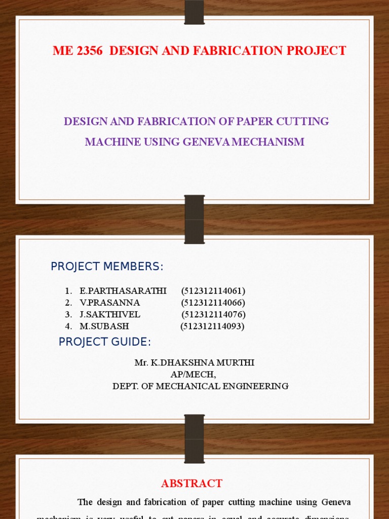 Me 2356 Design and Fabrication Project | PDF | Transmission (Mechanics ...