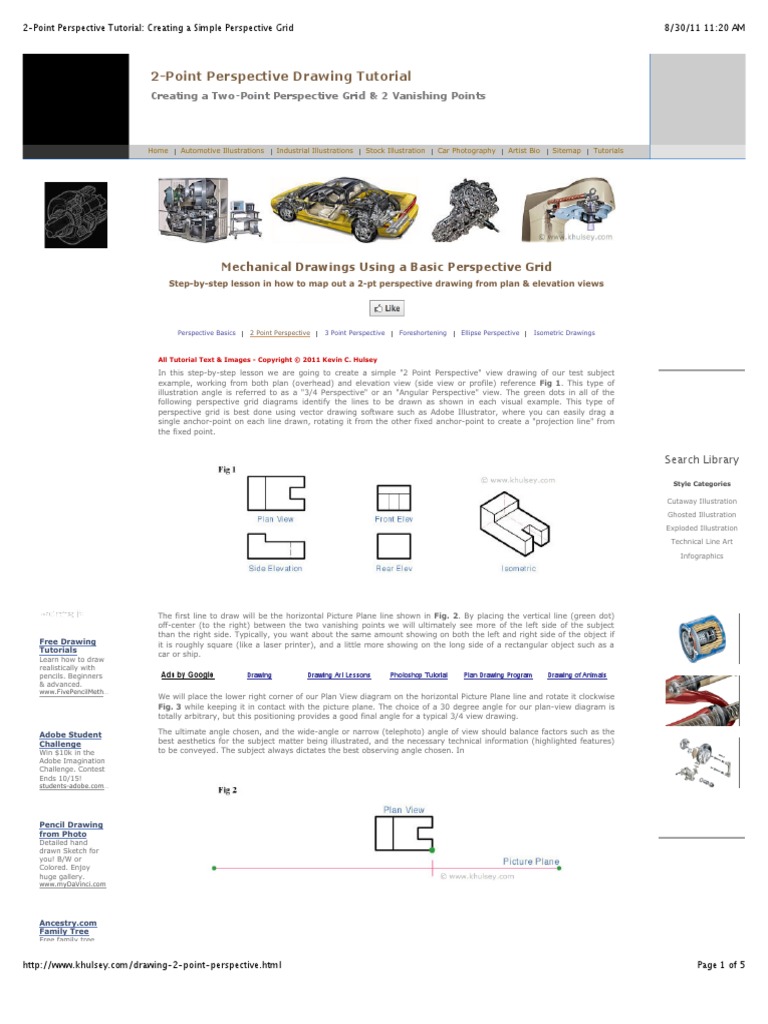 2-Point Perspective Tutorial: Creating A Simple Perspective Grid | PDF ...
