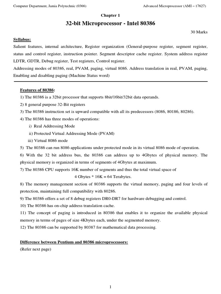 1-32-Bit Microprocessor - Intel 80386 | PDF | Central Processing Unit ...