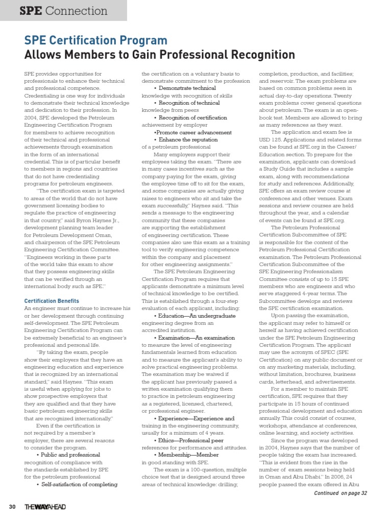 SPE Certifi Cation Program | PDF | Professional Certification | Engineer