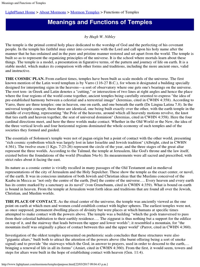 Meanings and Functions of Temples | PDF | Baptism | Religious Behaviour ...