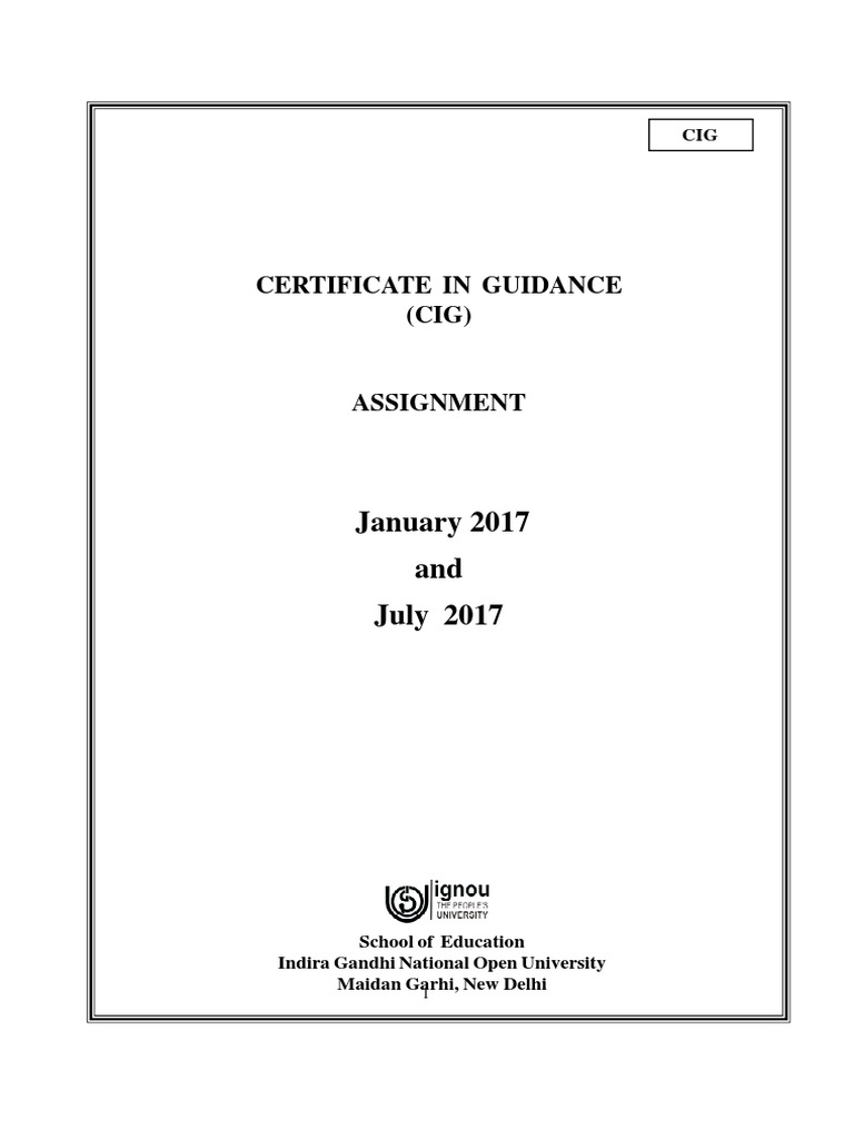 Certificate in Guidance (CIG) : January 2017 and July 2017 | PDF