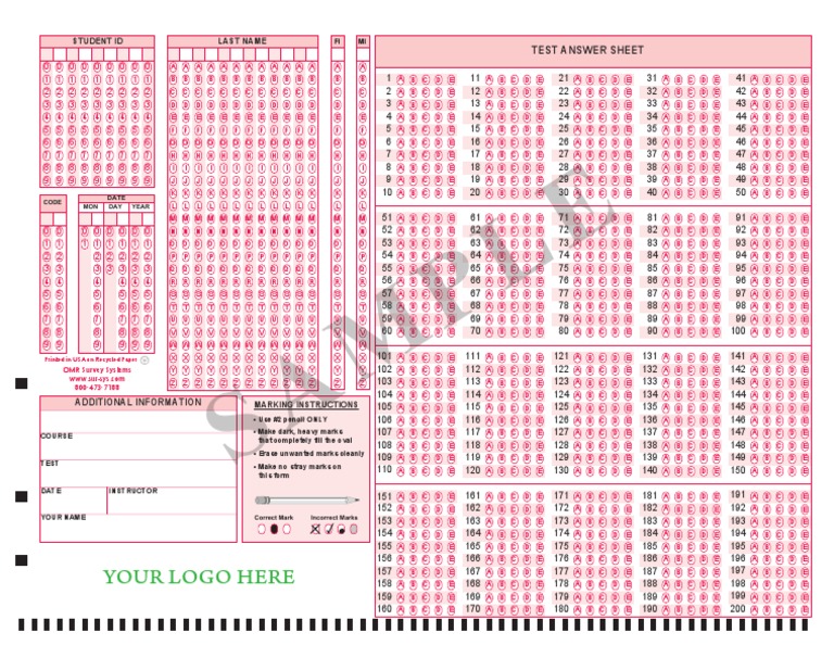 200 Question Answer Sheet Template | PDF