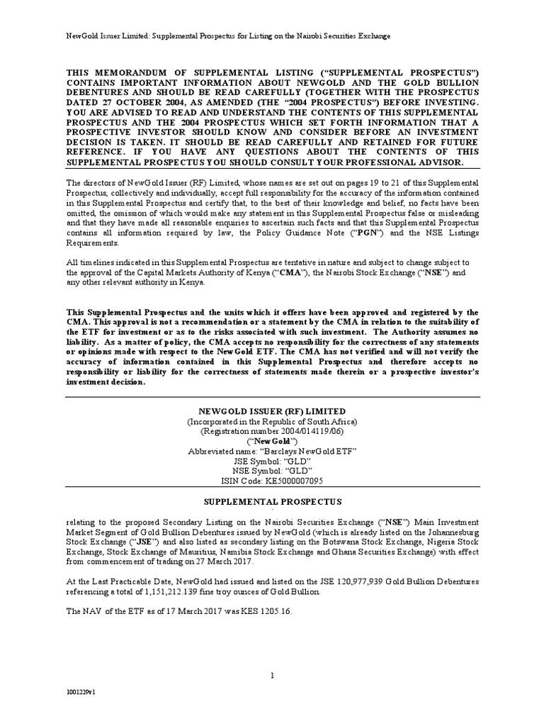 New Gold ETF Final Prospectus | PDF | Gold As An Investment | Liquidation