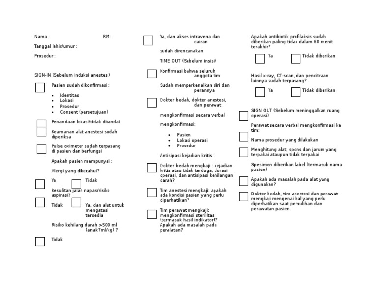 Lembar Sign in Time Out Sign Out | PDF