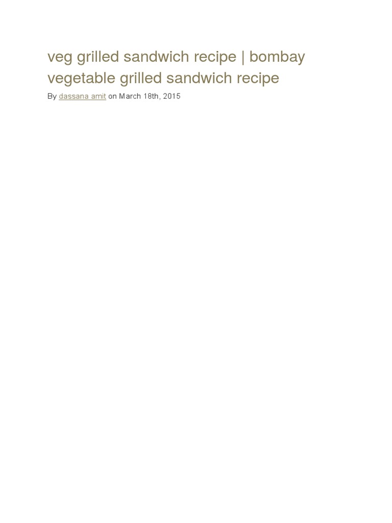 Grill Sandwitch | PDF | Chutney | Coriander